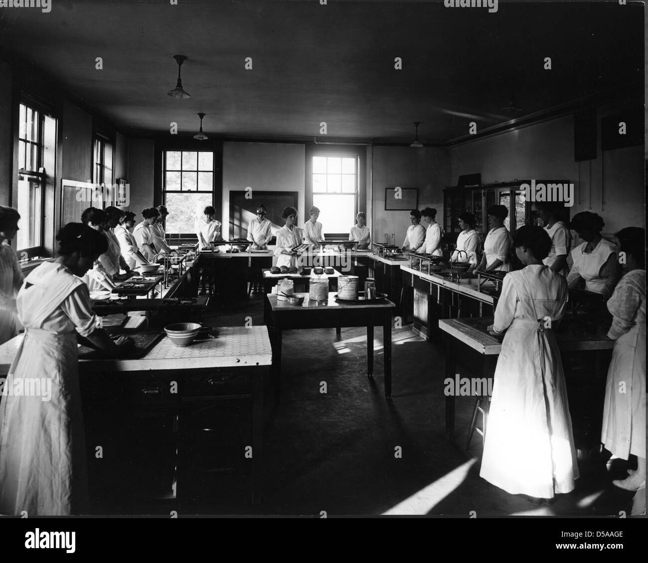 A photograph of the Foods Laboratory in the Home Economics Building at ...