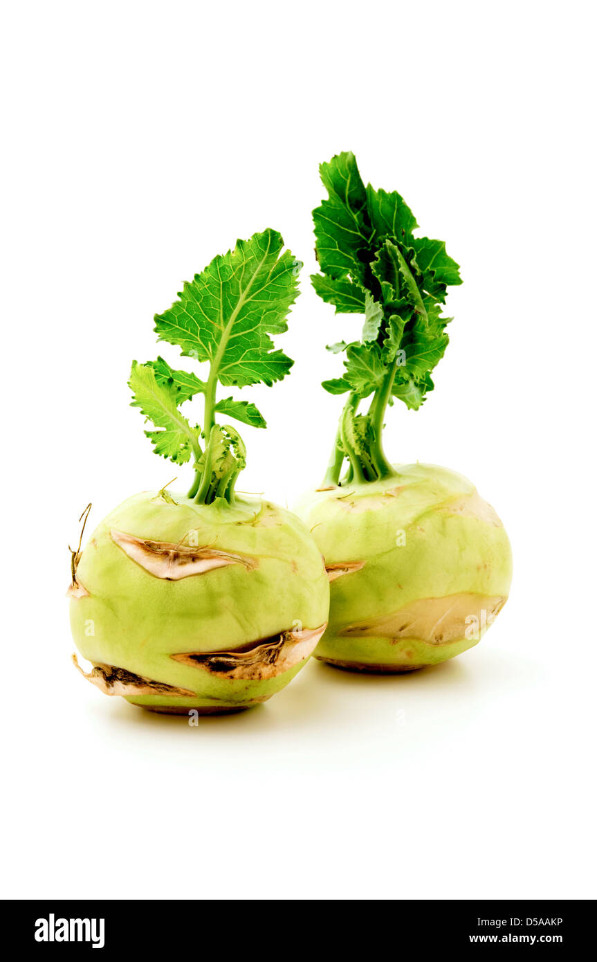 Nookal Vegetable Fresh Kohlrabi Green Leaves On Isolated Stock Photo
