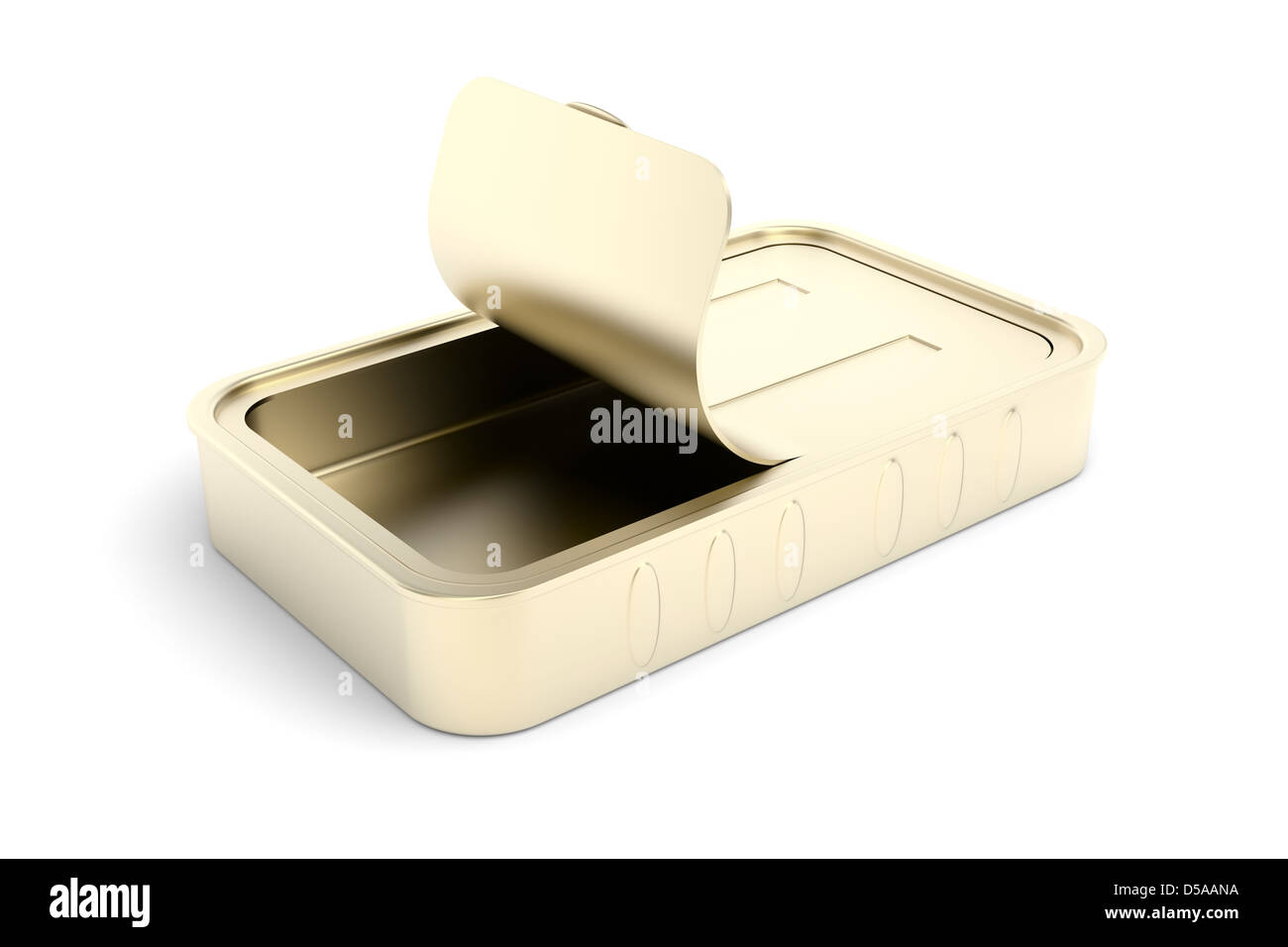 Empty sardine can on white background Stock Photo - Alamy