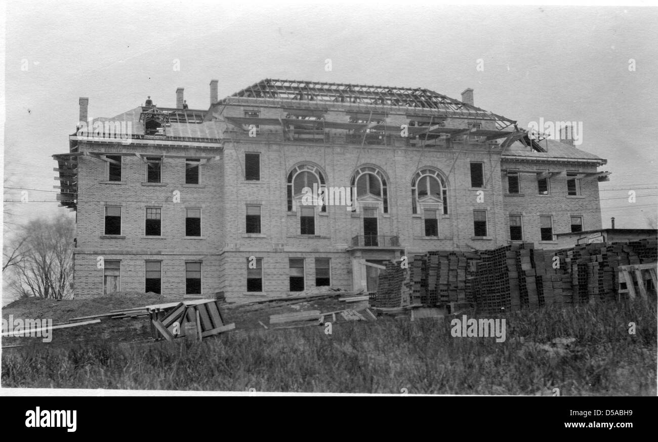 A photograph showing the early stages of construction of the Home ...