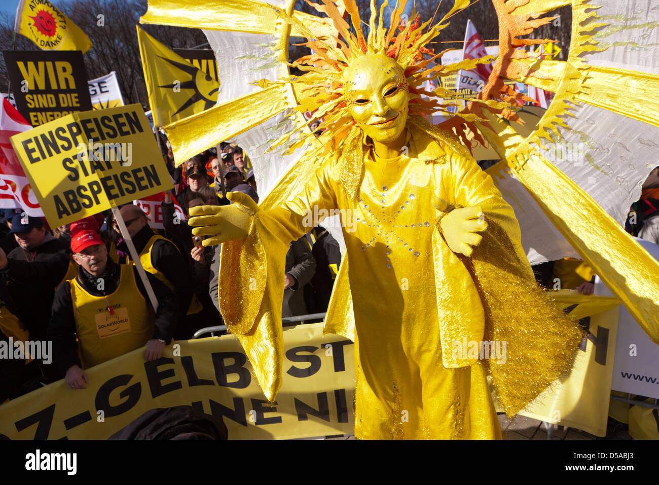 Berlin, Germany, protest against the solar exit at the Brandenburg Gate ...