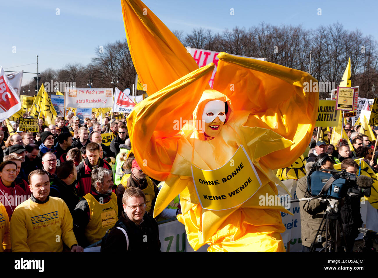 Berlin, Germany, protest against the solar exit at the Brandenburg Gate ...