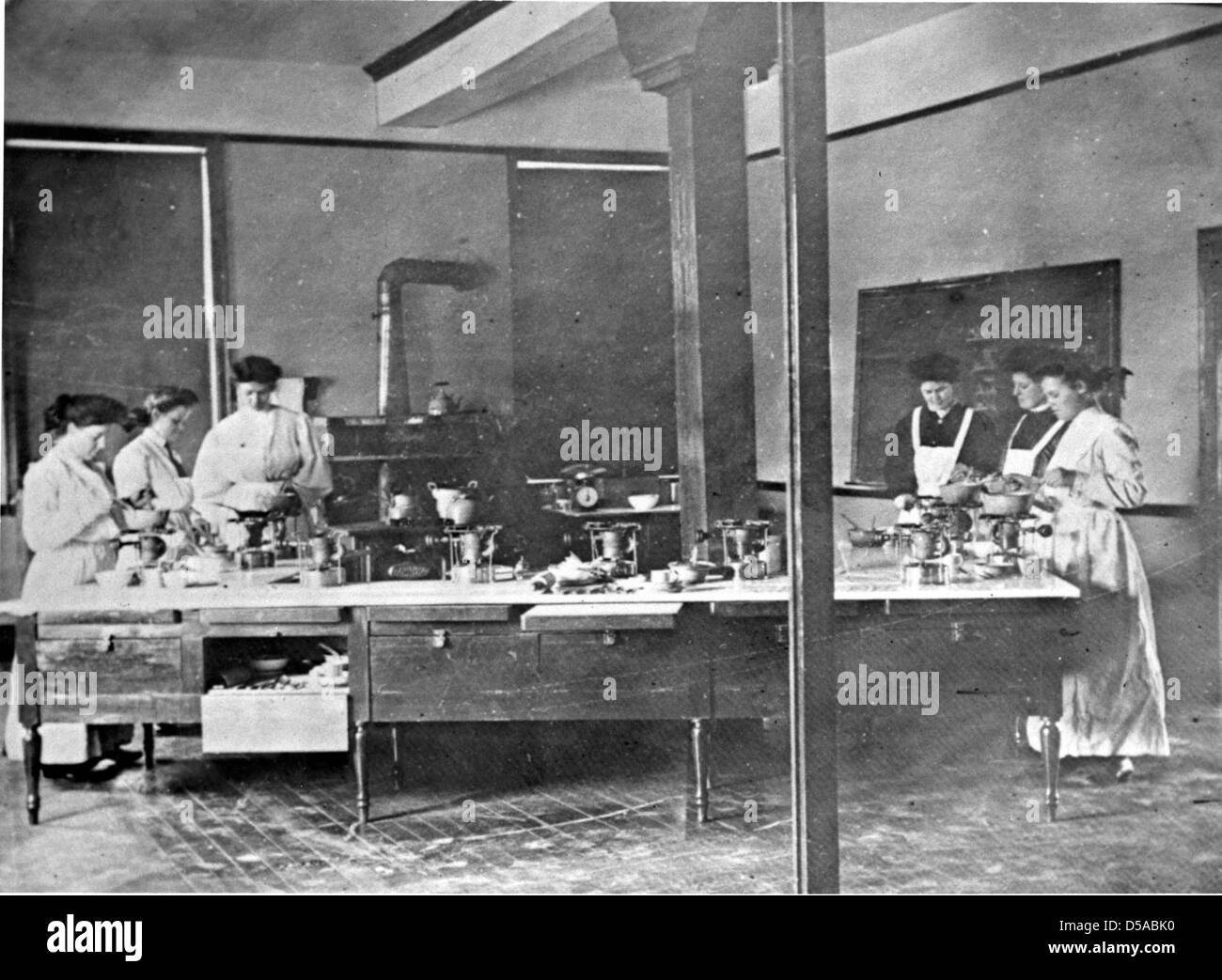A historical photograph of the domestic science laboratory, once used ...