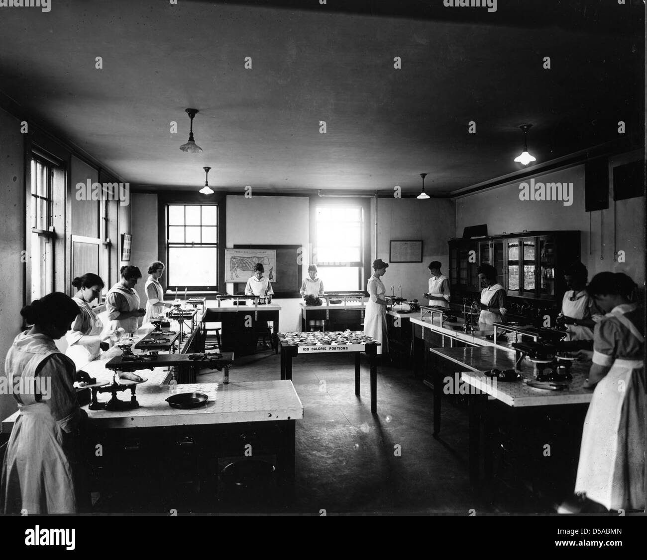 A photograph taken in the food laboratory of the Home Economics ...