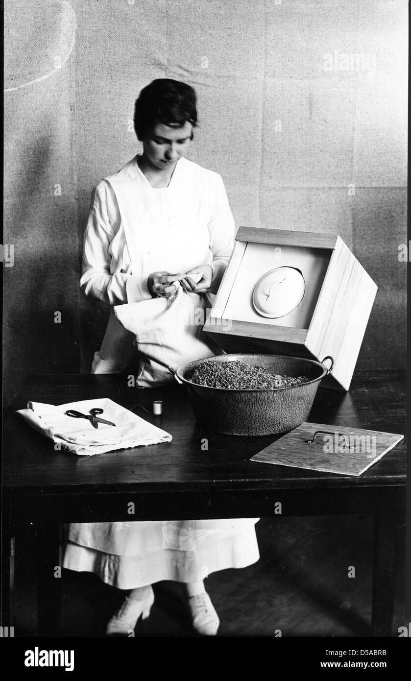 A series of photographs detailing the process of creating a fireless ...