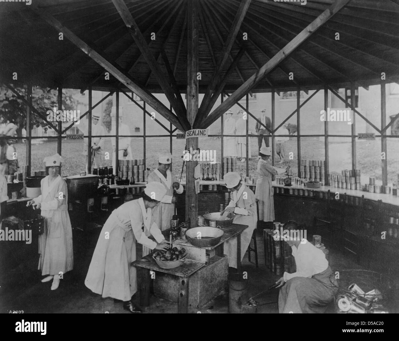 A photograph of volunteer workers wearing U.S. Food Administration ...