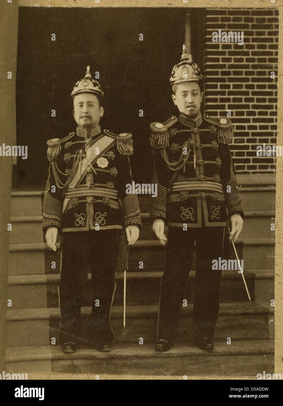 A historical photograph of King Kojong and King Sunjong of Korea, as ...