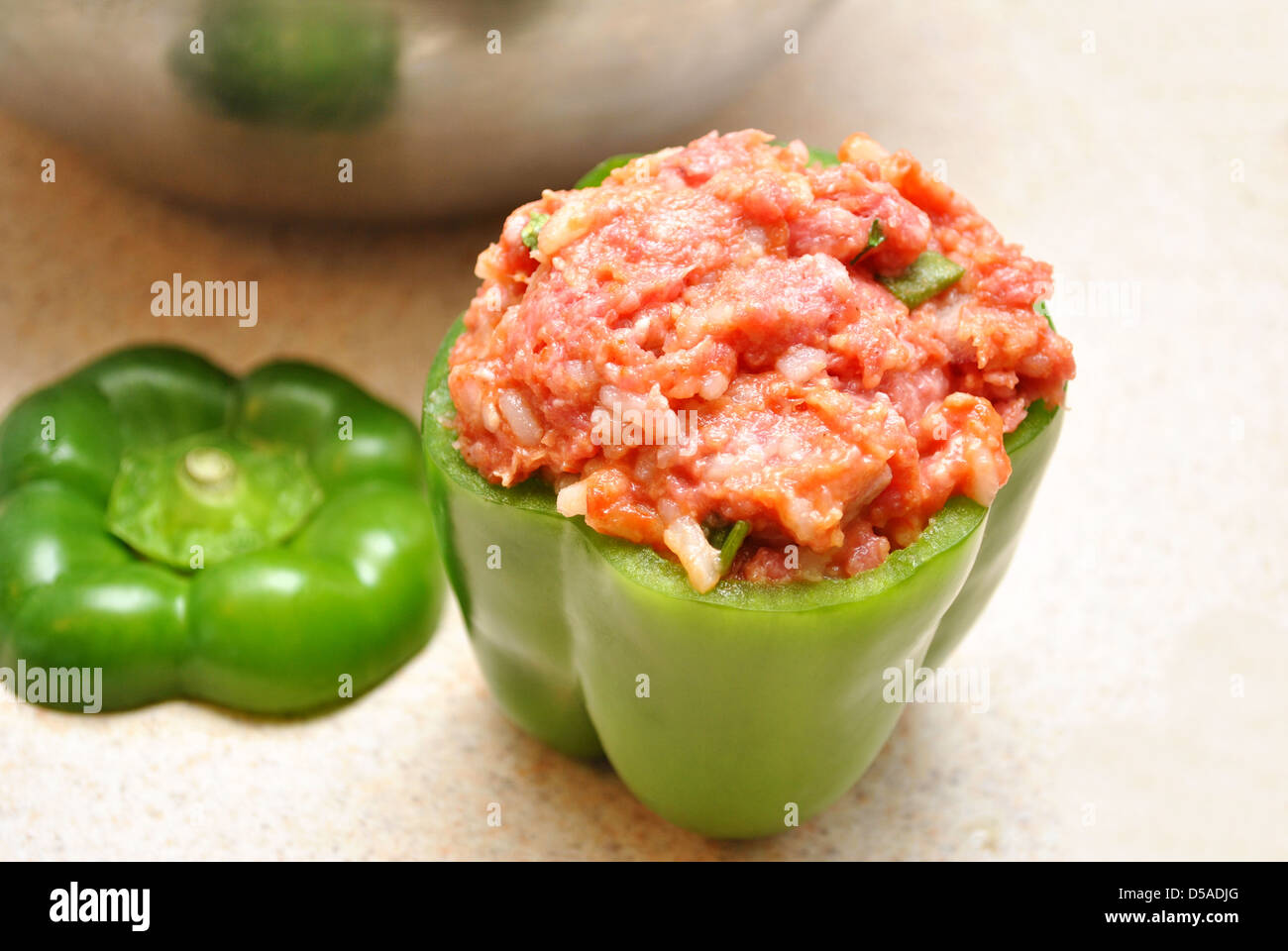 Raw Stuffed Pepper Ready for the Oven Stock Photo - Alamy