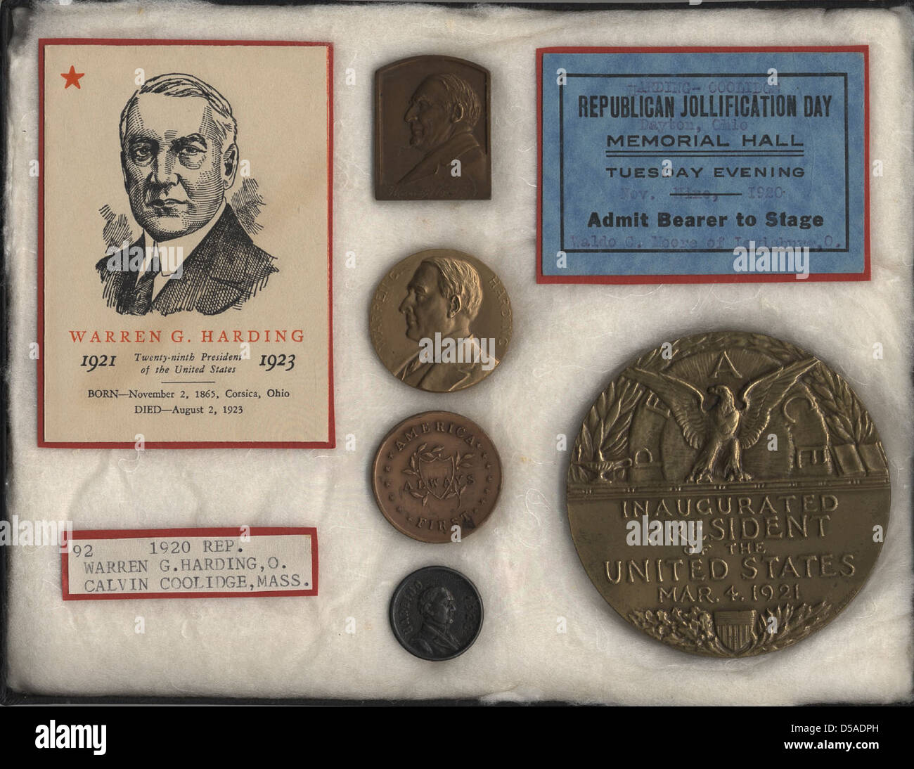 Campaign, inauguration, and memorial items from Warren G. Harding's ...