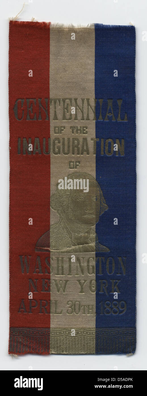 This commemorative ribbon from the 1889 Washington Inaugural Centennial ...