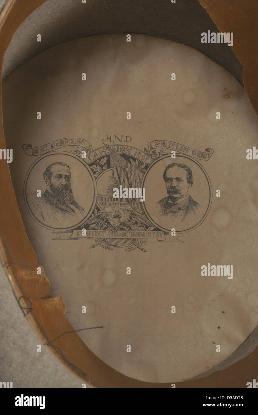 A portrait of Benjamin Harrison, featuring him in a top hat, from 1892 ...