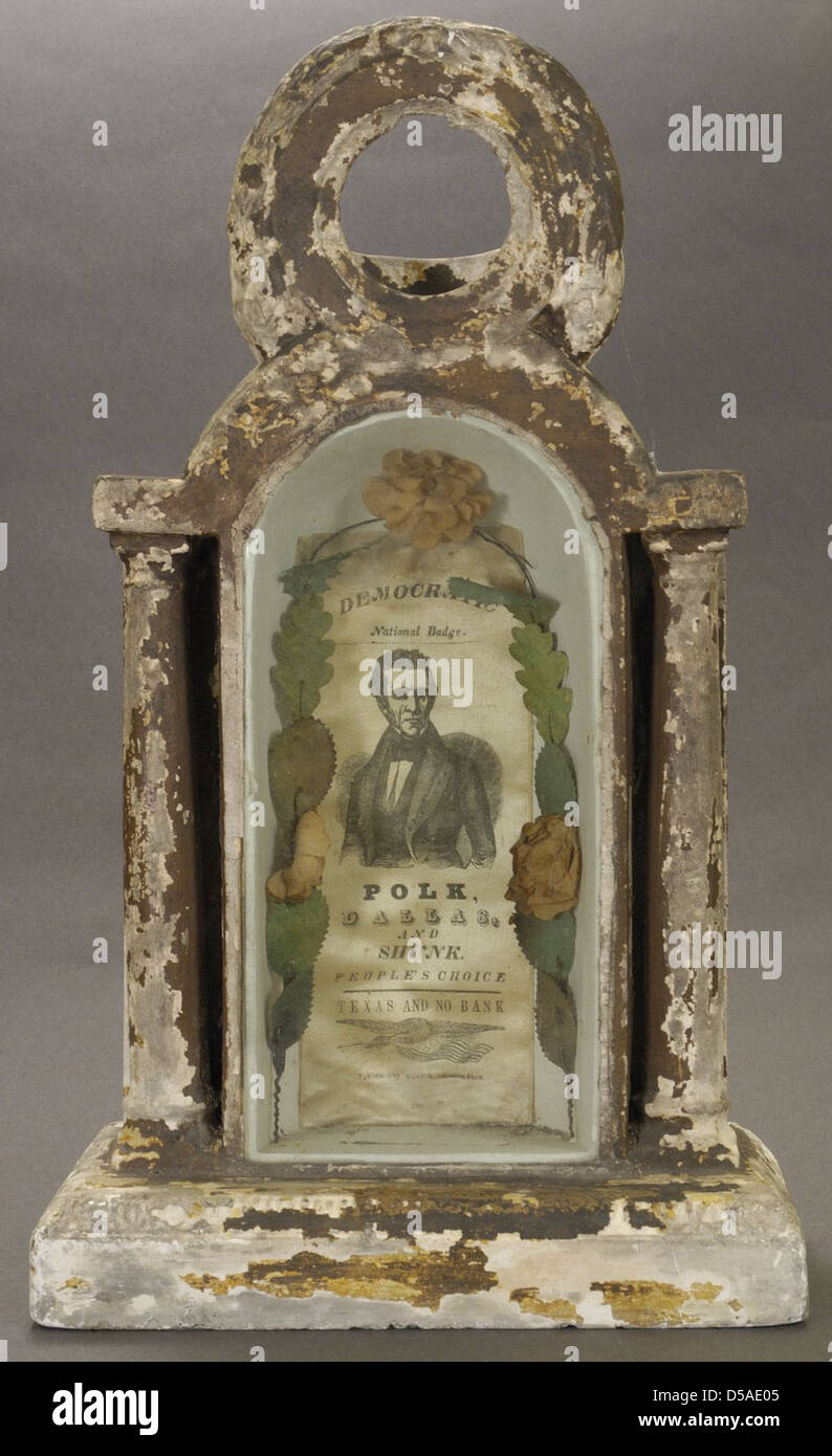 A campaign ribbon featuring the portraits of James K. Polk, George M ...