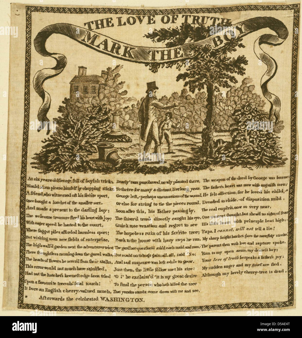 A textile wall hanging from circa 1806 depicting George Washington with ...