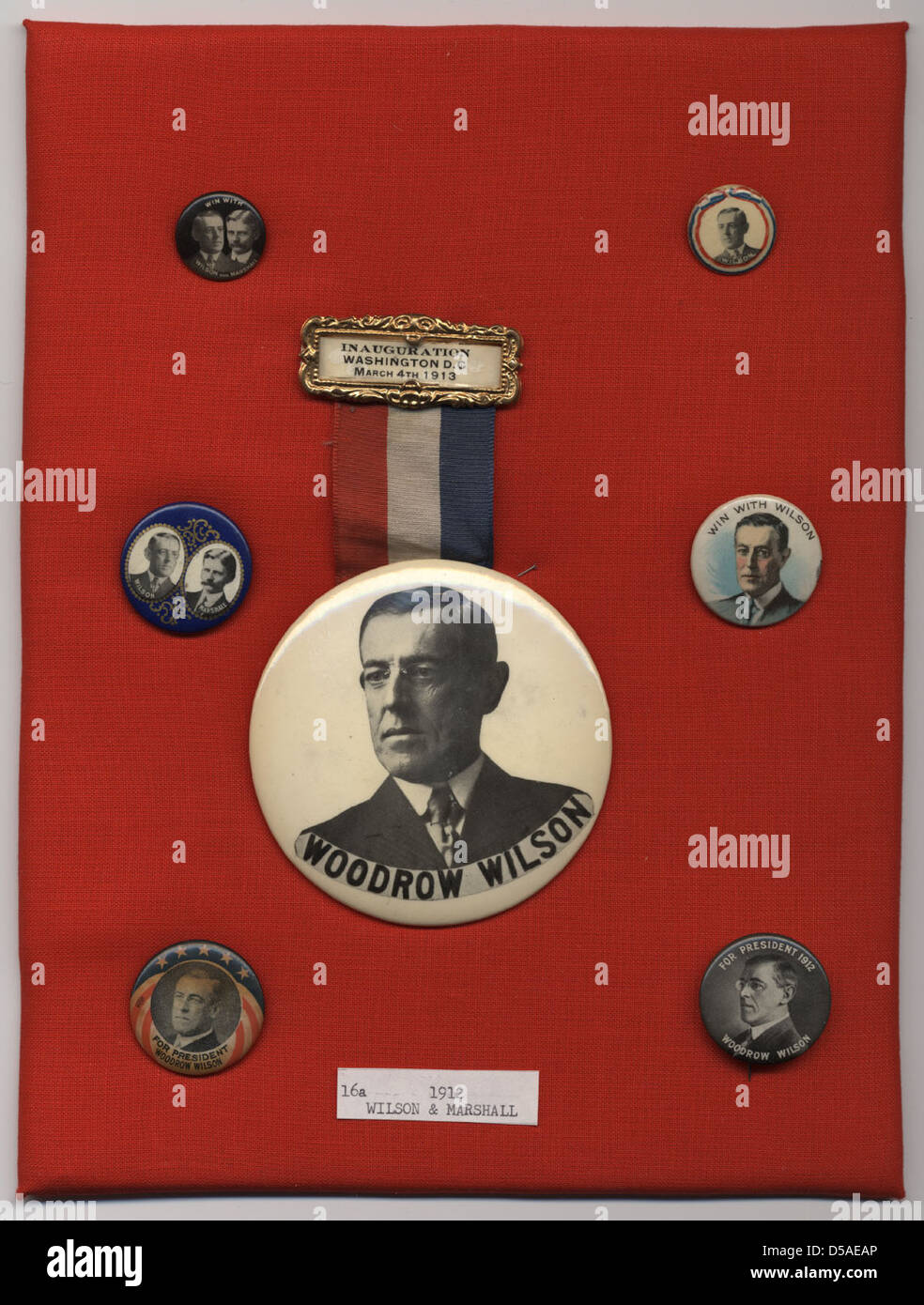 Campaign buttons and an inaugural badge from the 1912-1913 election ...