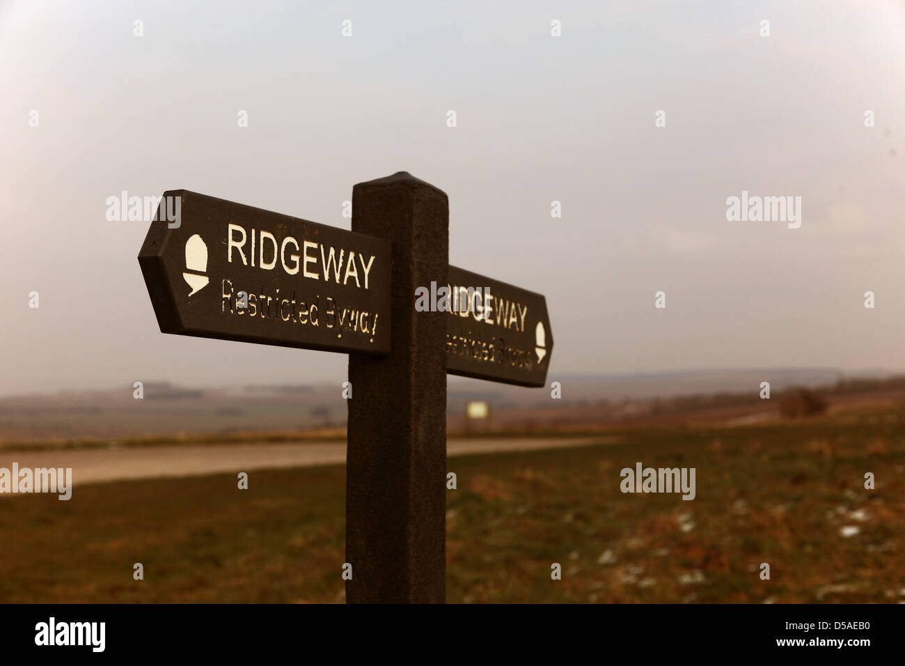 Sign for the Ridgeway long distance footpath and restricted byway in ...