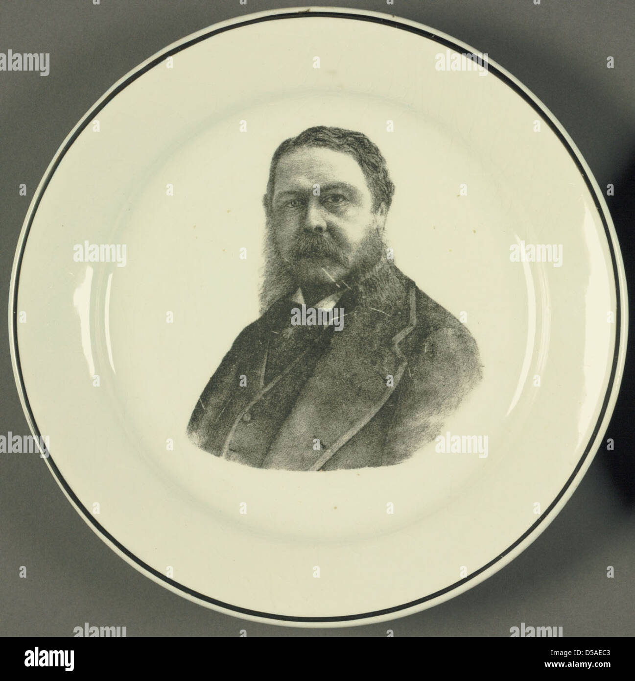 A ceramic portrait plate featuring Chester Alan Arthur, created around ...
