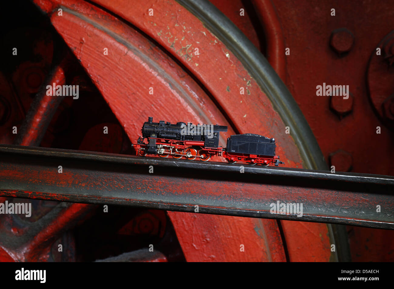 Berlin, Germany, a model steam engine on the linkage of an original ...