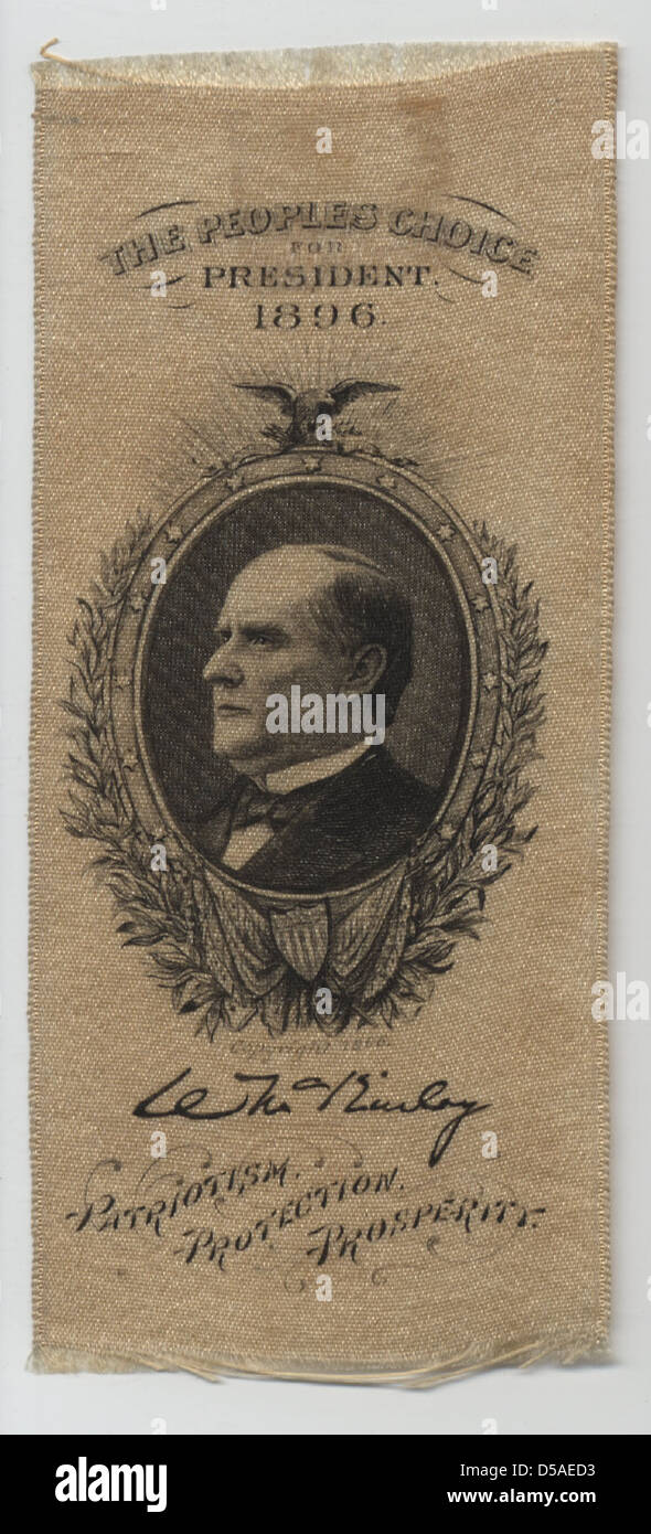 A portrait ribbon featuring William McKinley, the 25th President of the ...