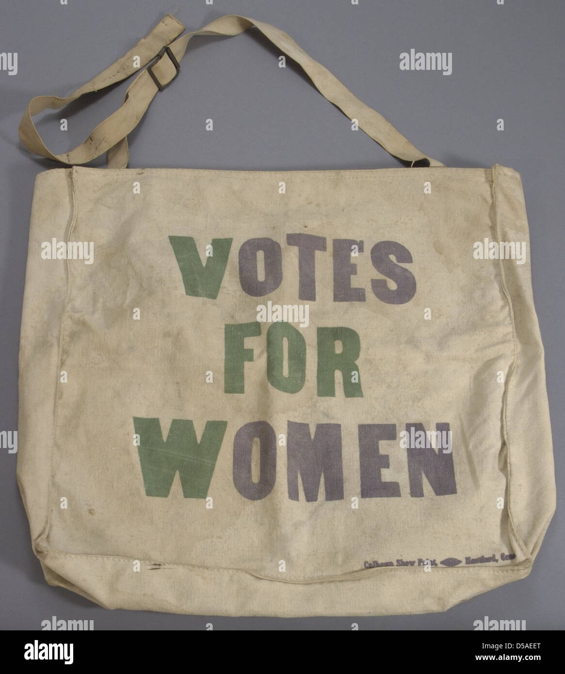 A canvas bag from the early 1920s advocating for women's suffrage ...