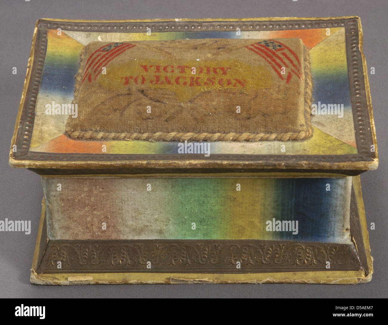 A portrait sewing box commemorating Andrew Jackson, produced around ...