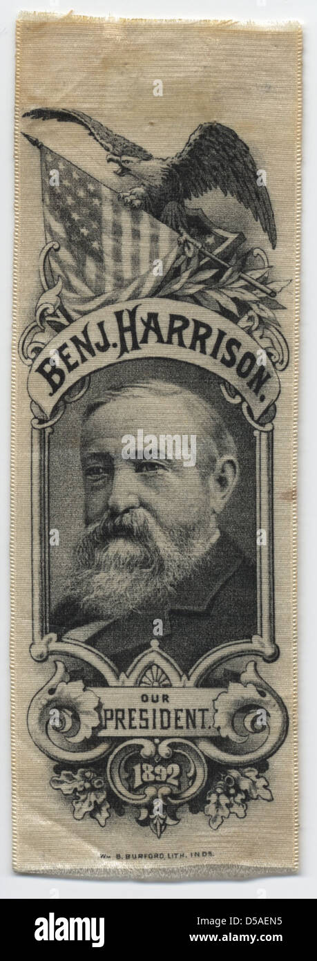 Benjamin Harrison "Our President" Ribbon, 1892 Stock Photo - Alamy