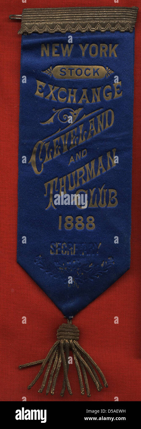 A promotional ribbon from the 1888 election featuring Grover Cleveland ...