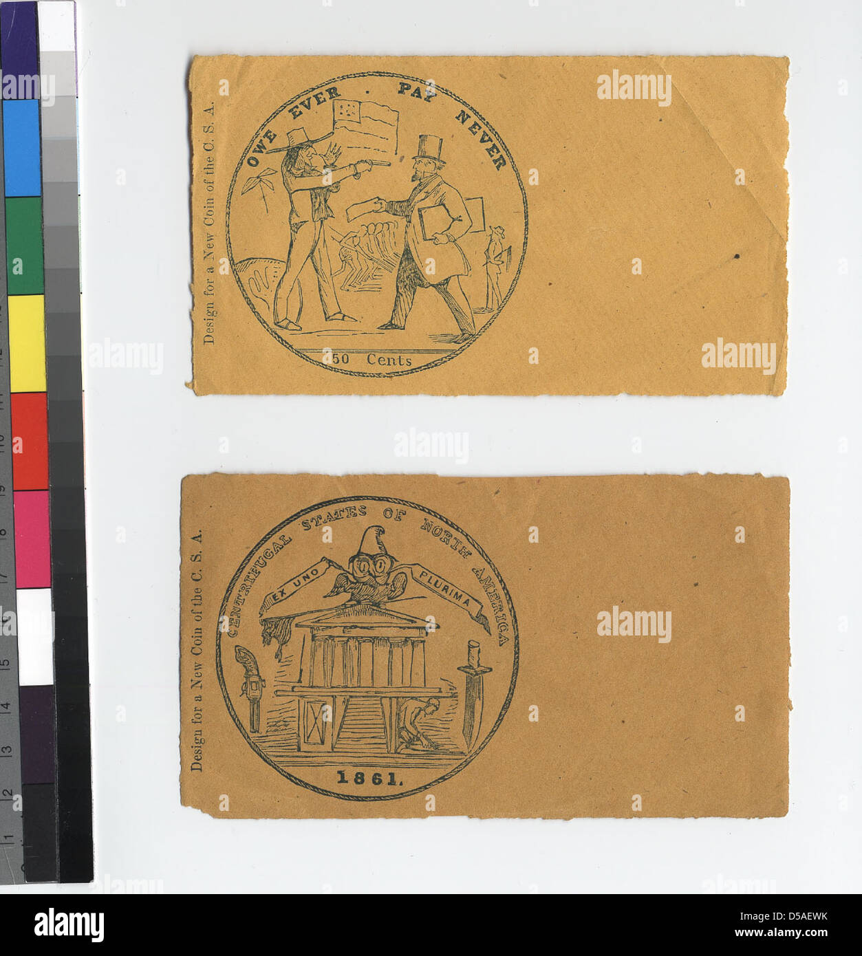 A design for a new coin during the American Civil War, featuring ...