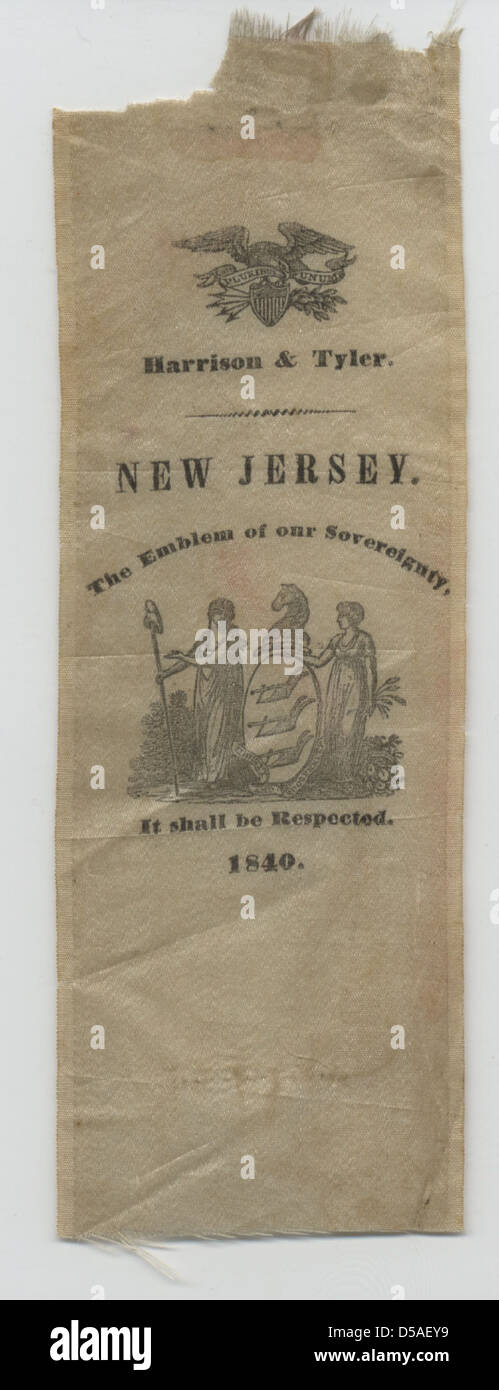 "Harrison & Tyler / New Jersey" Campaign Ribbon, 1840 Stock Photo - Alamy
