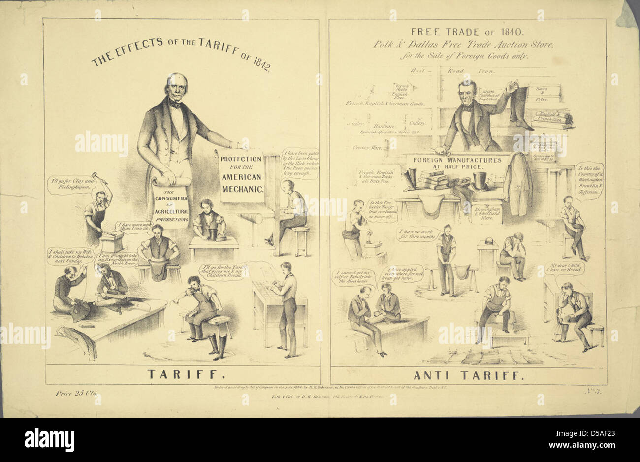 A political cartoon depicting Henry Clay's stance on tariffs ...