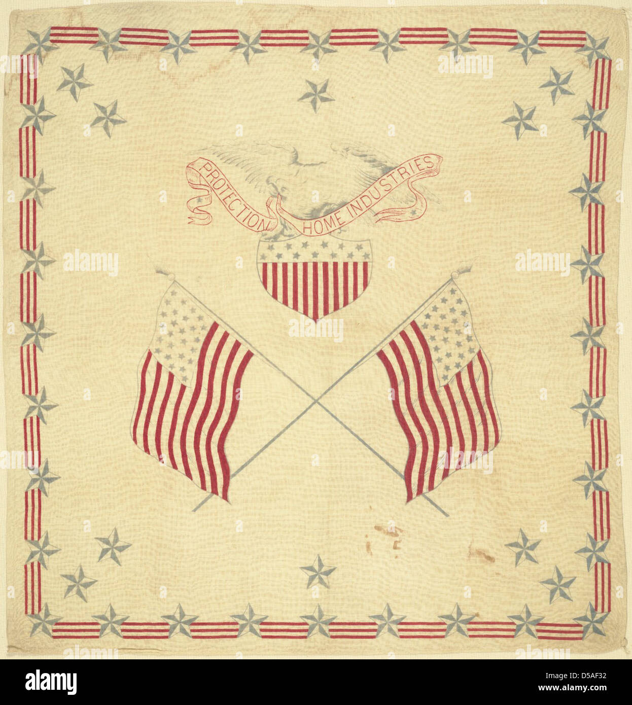 A promotional handkerchief featuring the 'Protection, Home Industries ...