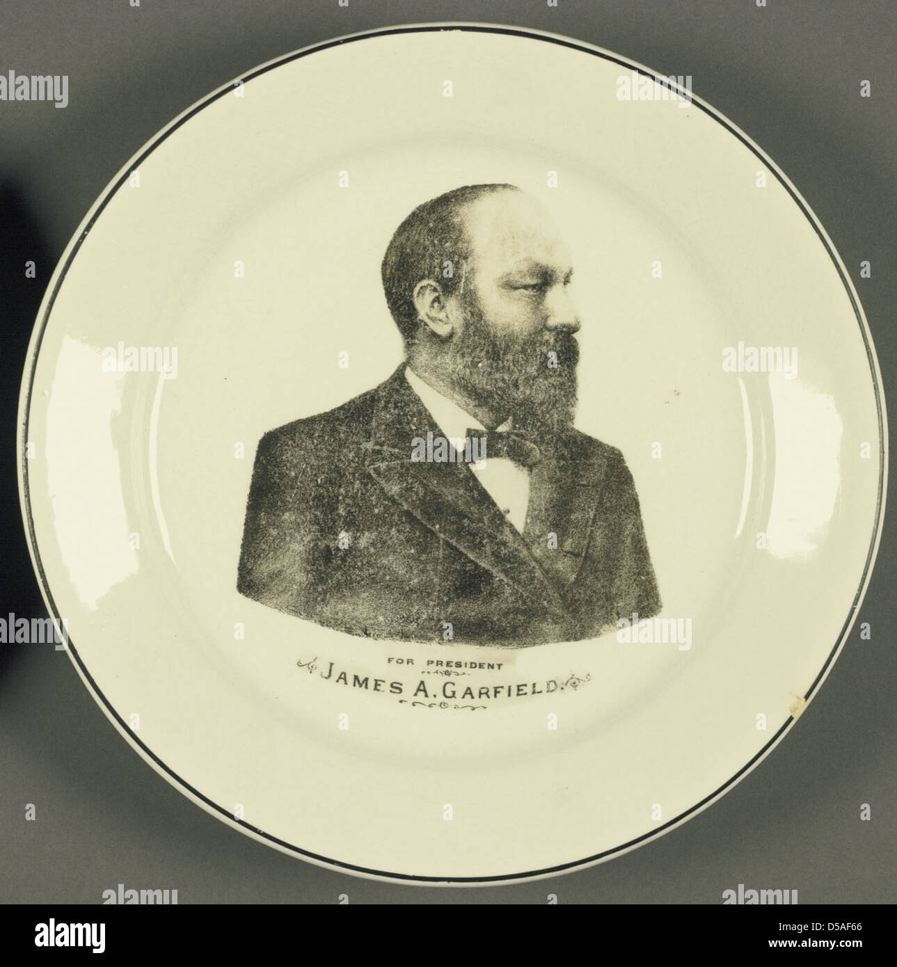 Ceramic portrait plate from around 1880, depicting James A. Garfield, U ...