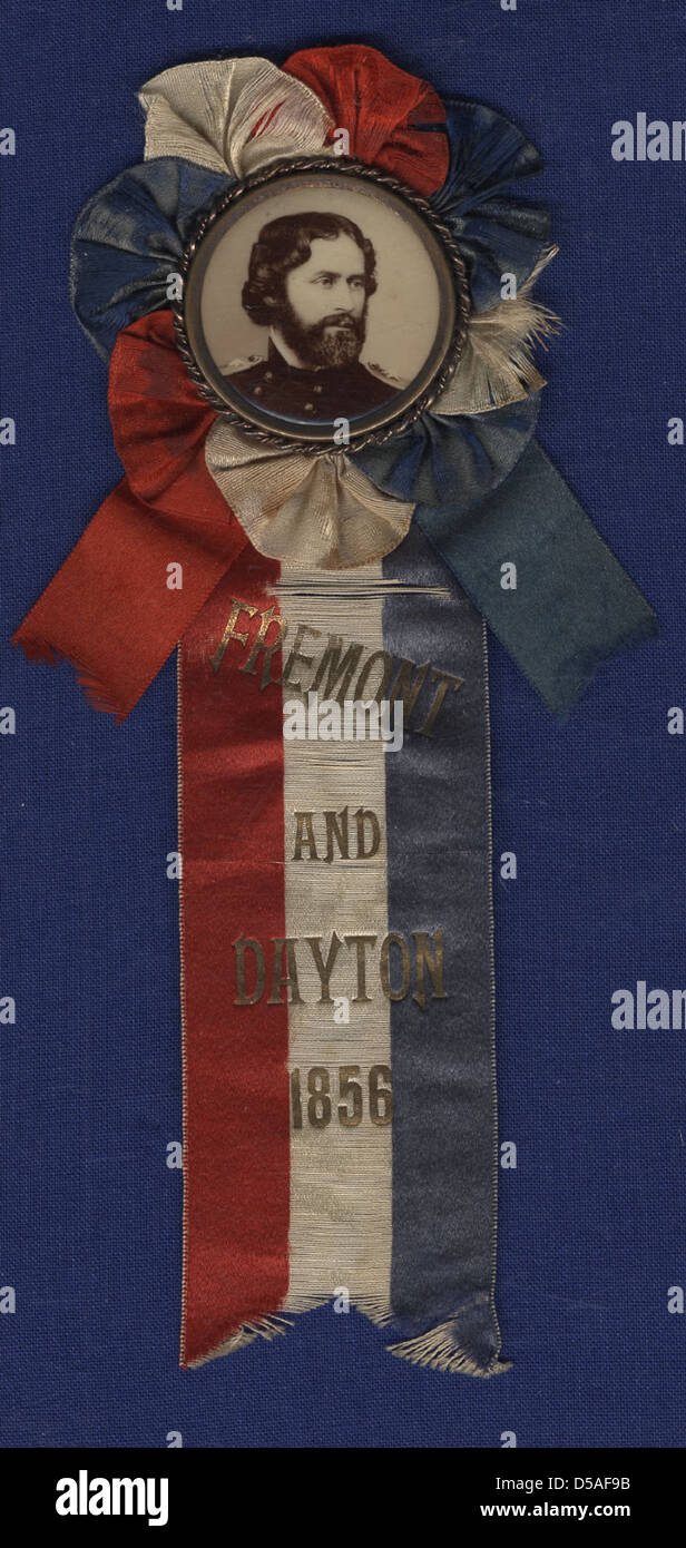 A political campaign ribbon from 1856 featuring portraits of John ...