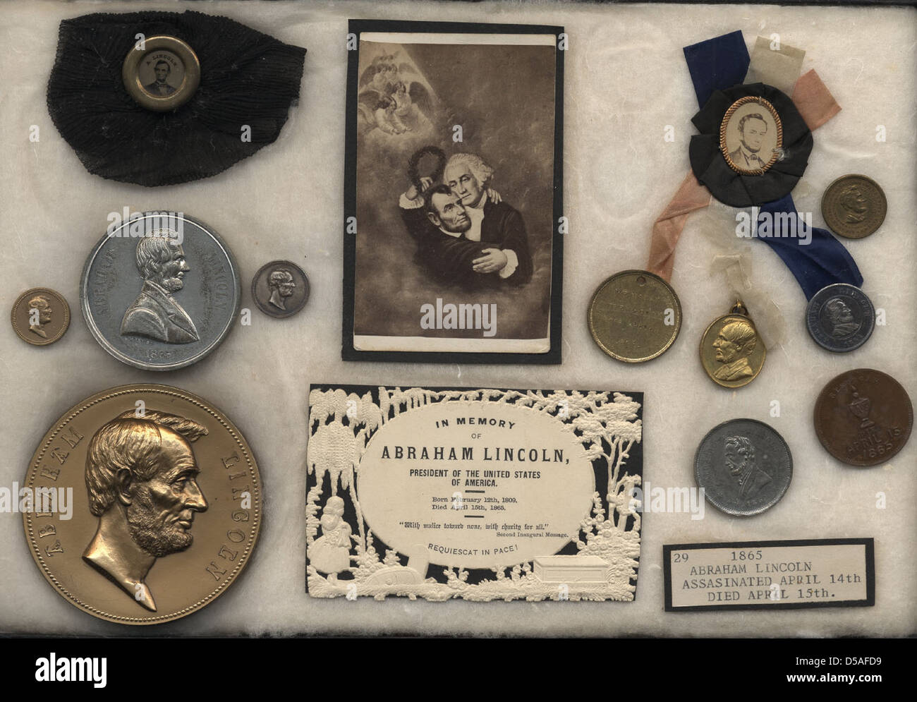 A collection of commemorative items related to Abraham Lincoln ...