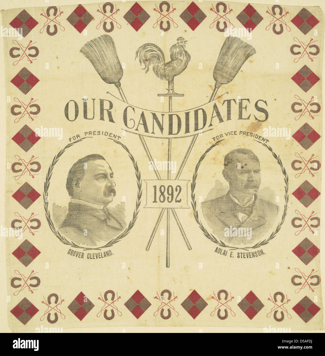 A portrait handkerchief featuring Grover Cleveland and Adlai E ...
