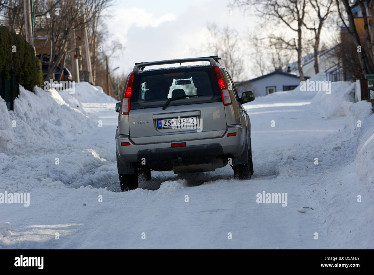 4x4 suv travelling uphill through snow in kirkenes finnmark norway ...