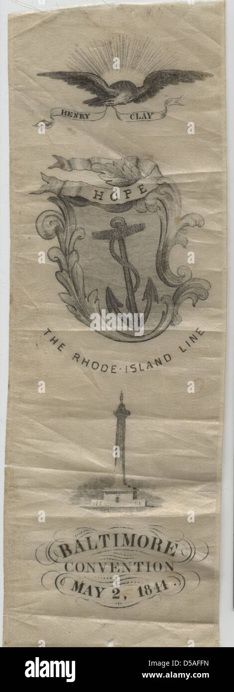 A ribbon from the 1844 Whig Convention, used during Henry Clay's ...