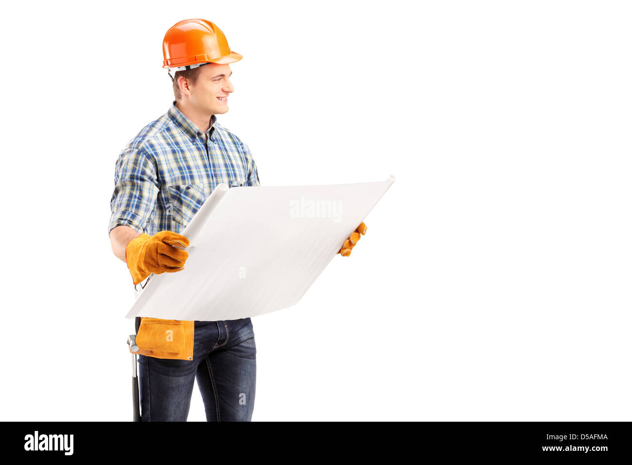 Man holding blueprint hi-res stock photography and images - Alamy