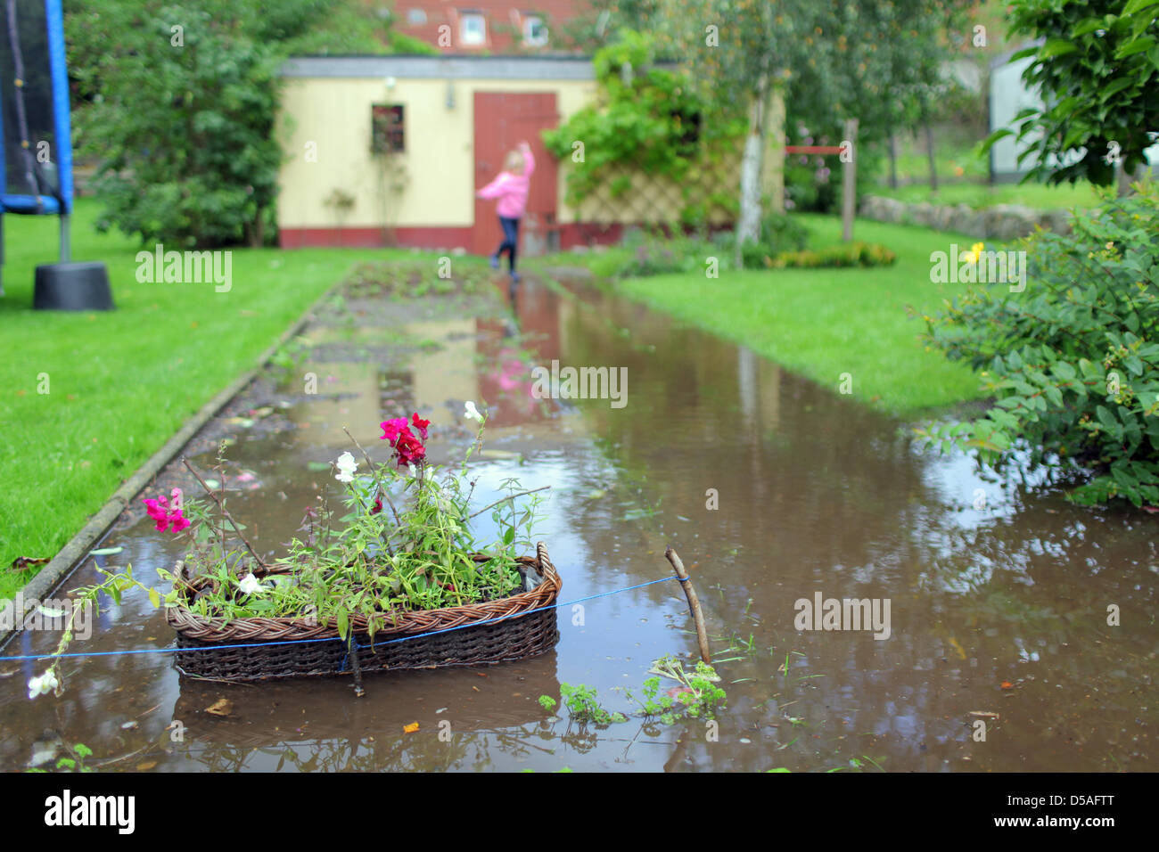 Handewitt, Germany, flowers in a garden flooded by Stock Photo - Alamy