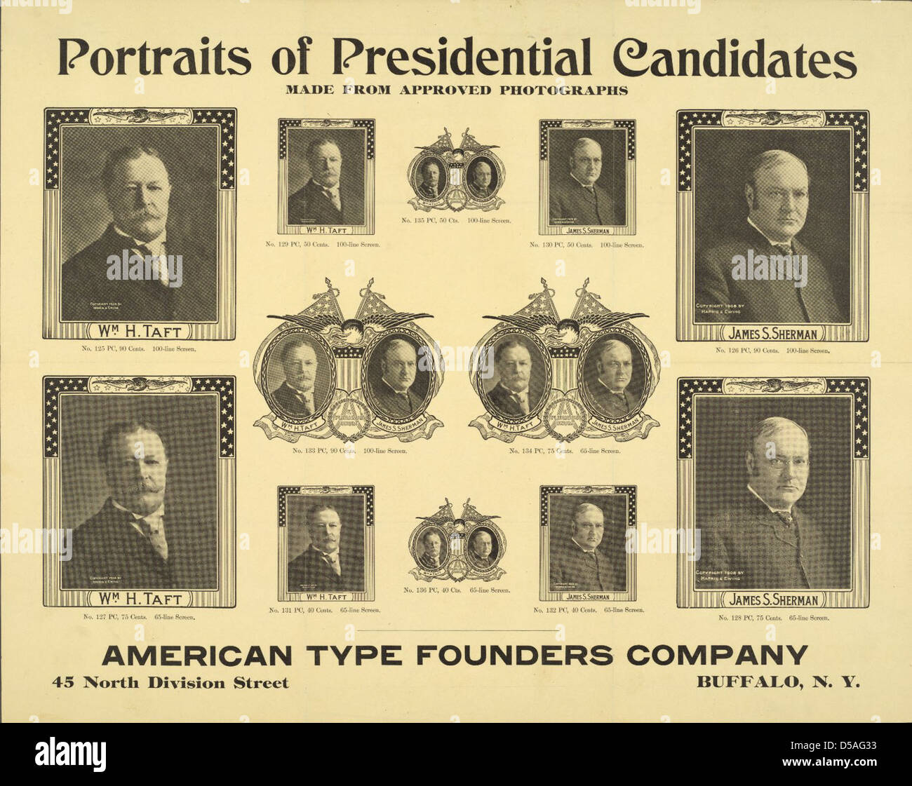 A set of portraits of presidential candidates, accompanied by American ...