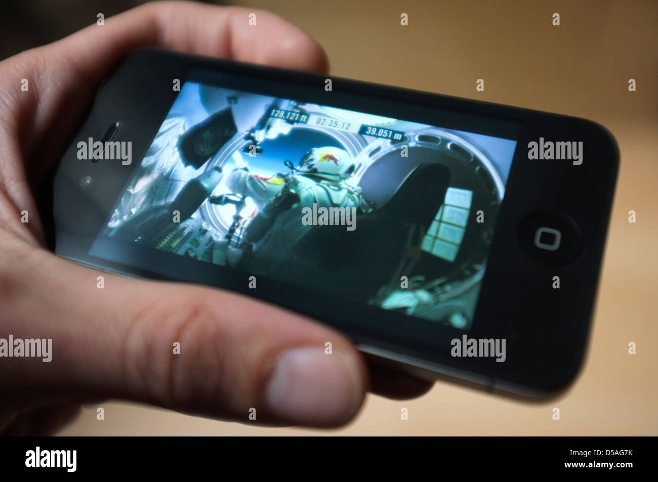 From an iPhone the live view of the Red Bull Stratos space jump ...