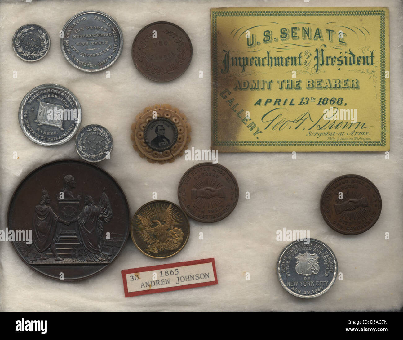 Andrew Johnson and George Washington Items Stock Photo - Alamy