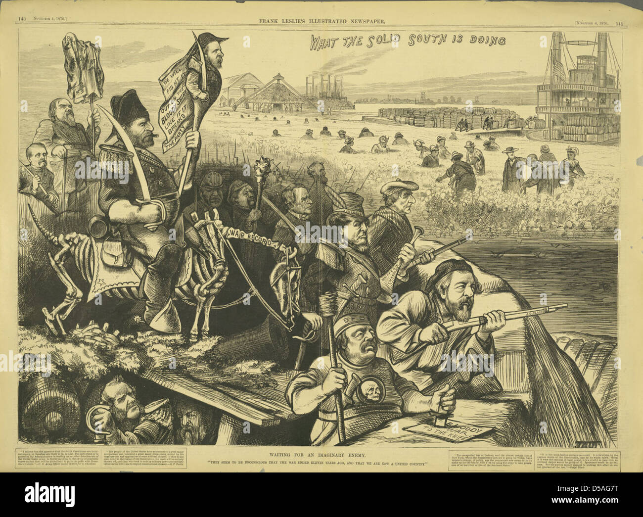 A political cartoon depicting African American soldiers awaiting an ...