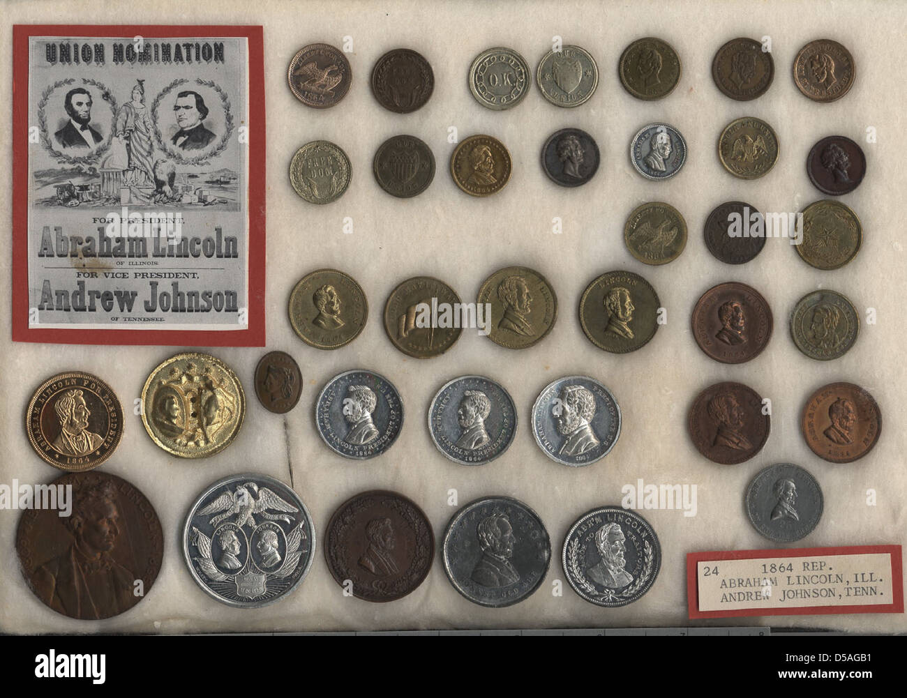 A collection of commemorative items from the Lincoln-Andrew Johnson ...