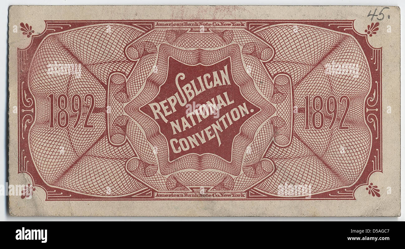 An admission ticket to the 1892 Republican National Convention in ...