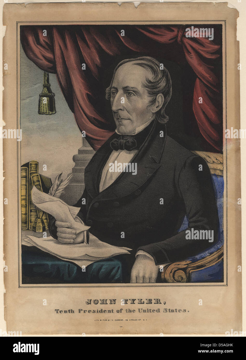 A portrait of John Tyler, the 10th President of the United States ...