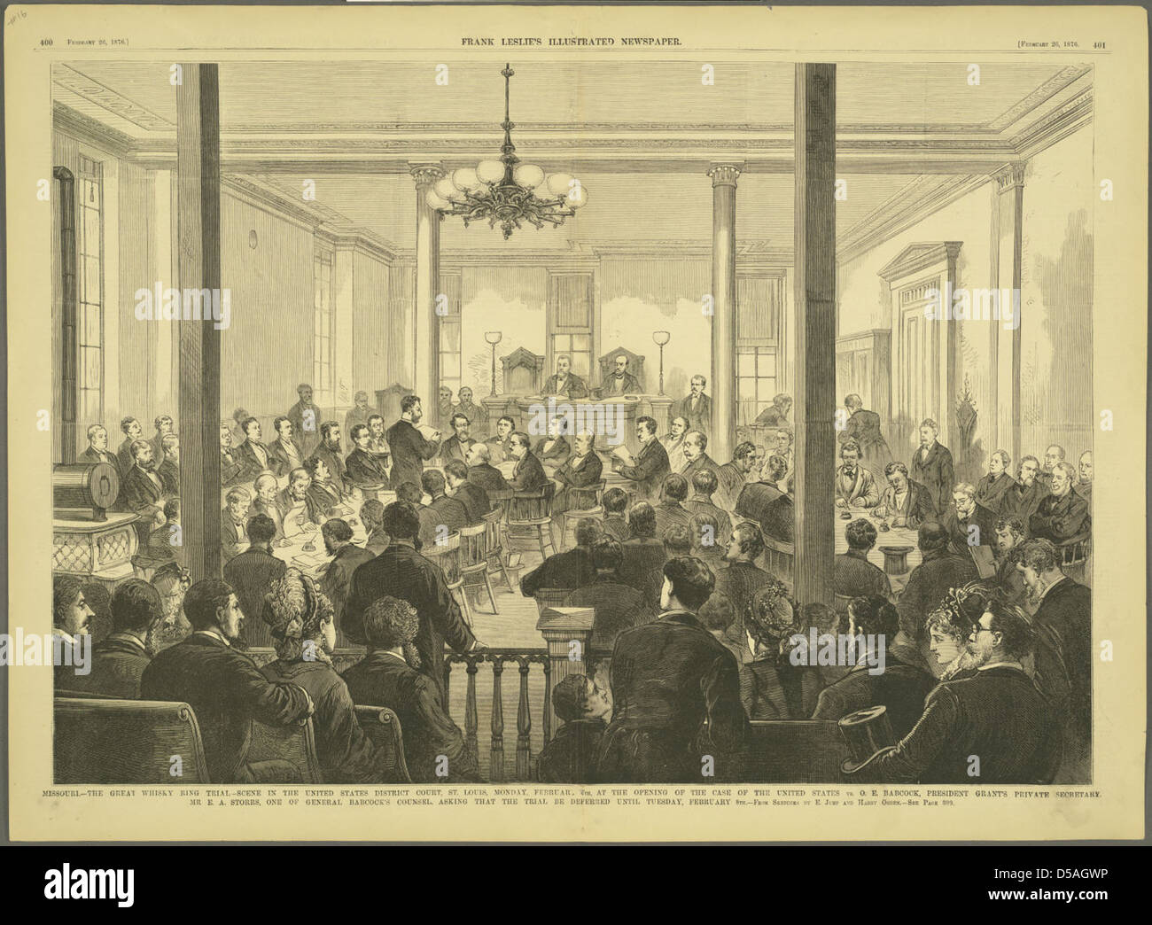 An illustration from the Great Whiskey Ring Trial in Missouri, showing ...