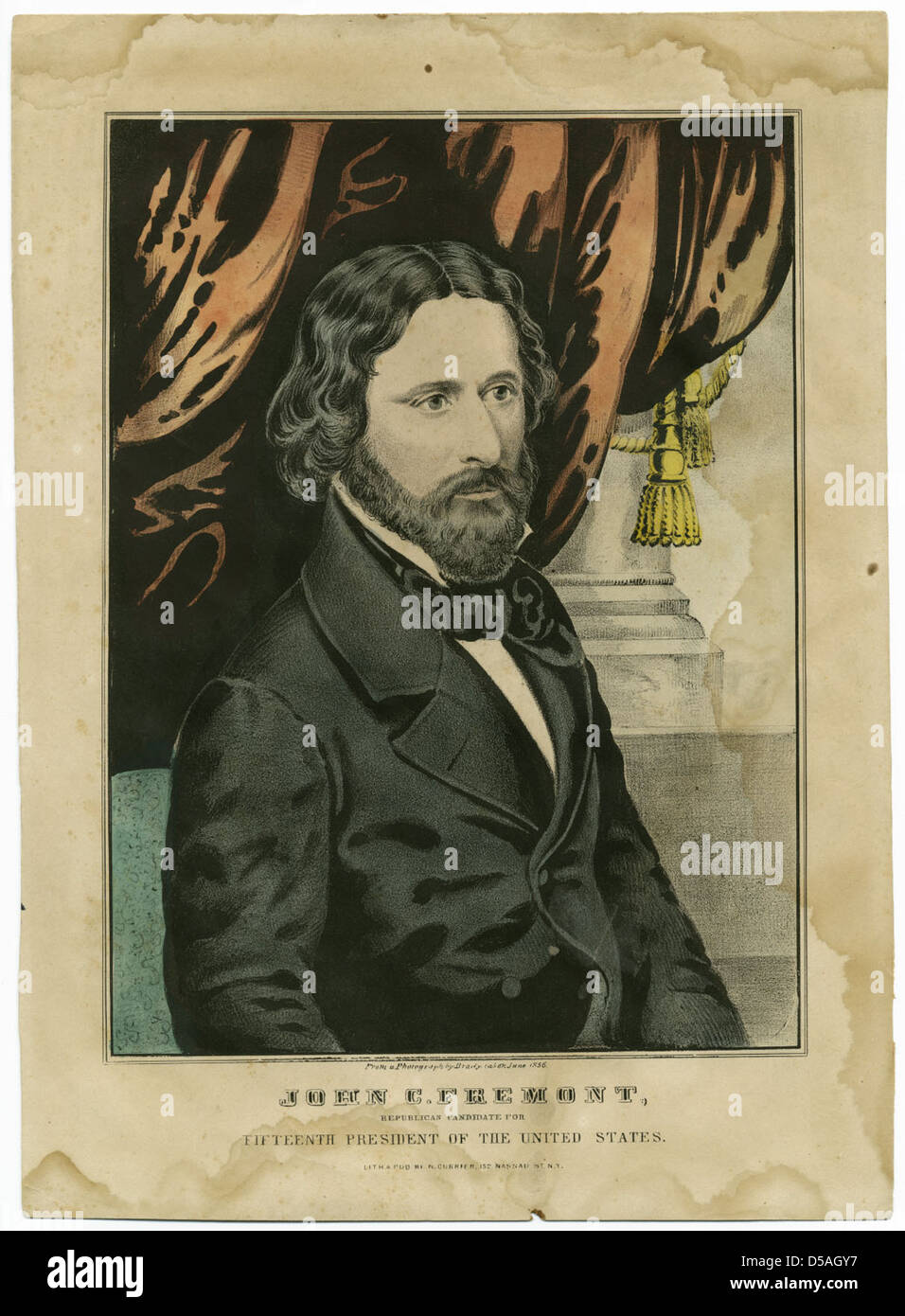 This portrait of John C. Fremont, the Republican candidate for the U.S ...
