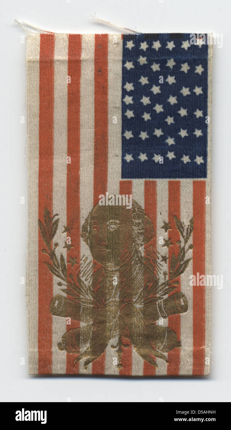Portrait ribbon commemorating George Washington, featuring American ...