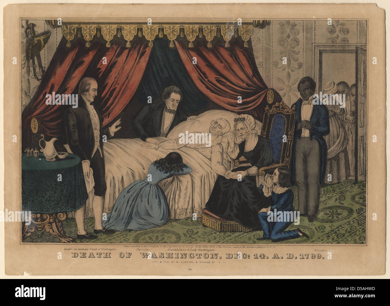 This image shows a commemorative print of the death of George ...