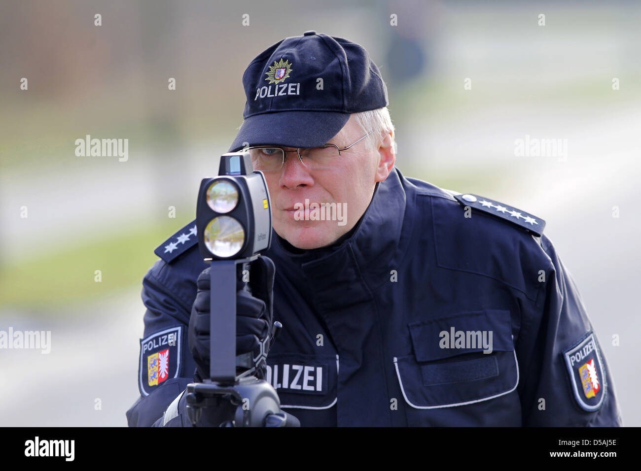 Flensburg, Germany, speed control using laser measuring device Stock ...